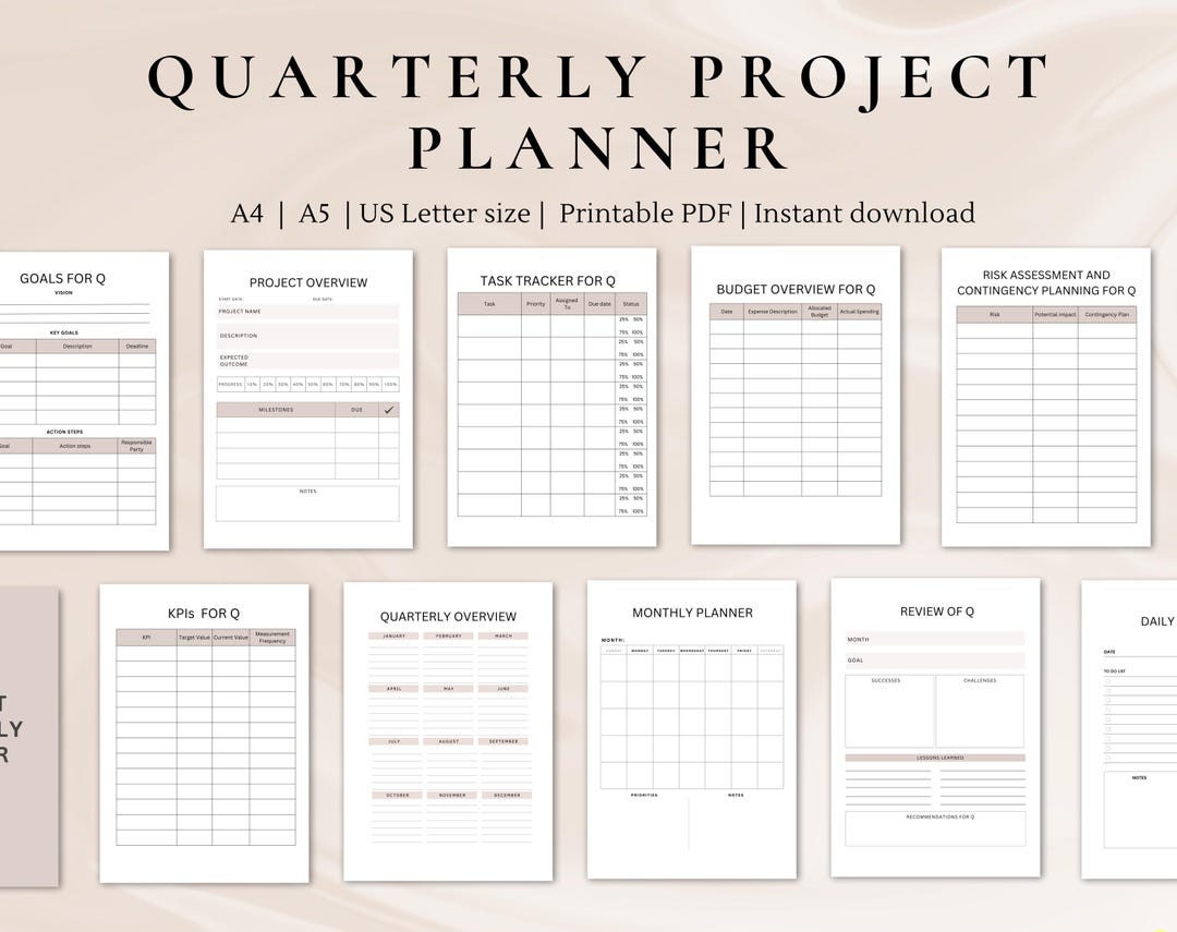 Quarterly Project Planner | Business Quarterly Planner | Project ...