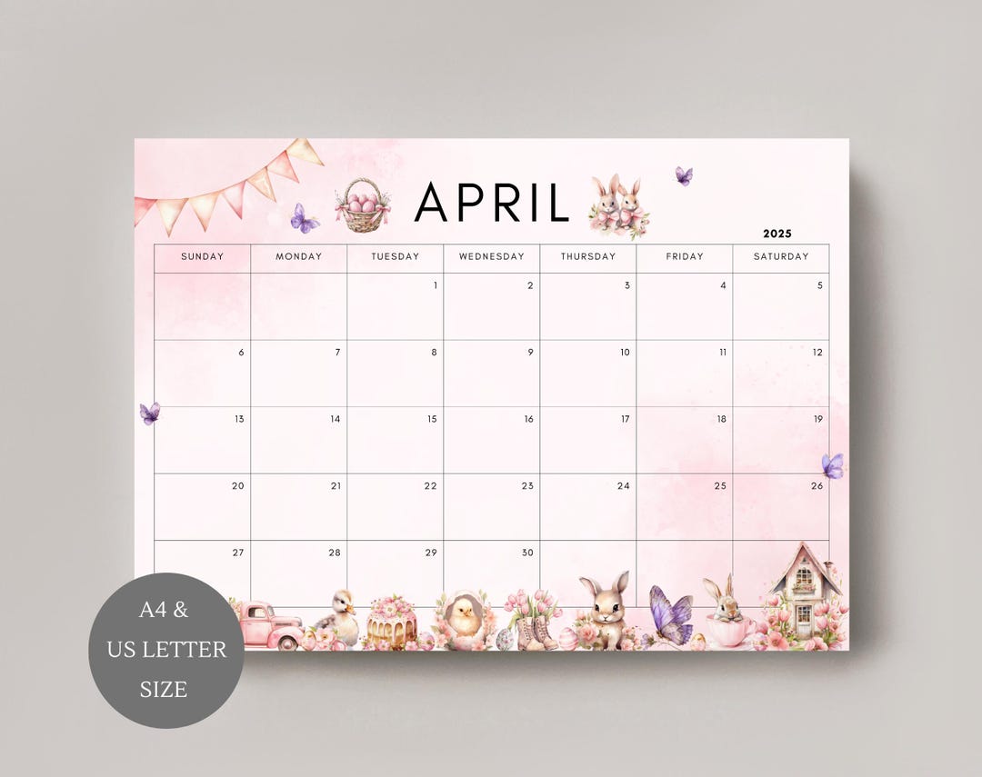 April 2025 Calendar | Easter Calendar | Editable Calendar | Fillable ...