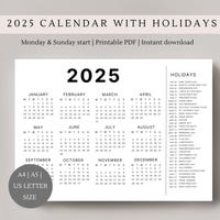 National Days Calendar Printable 2025 National Holidays Calendar Social ...
