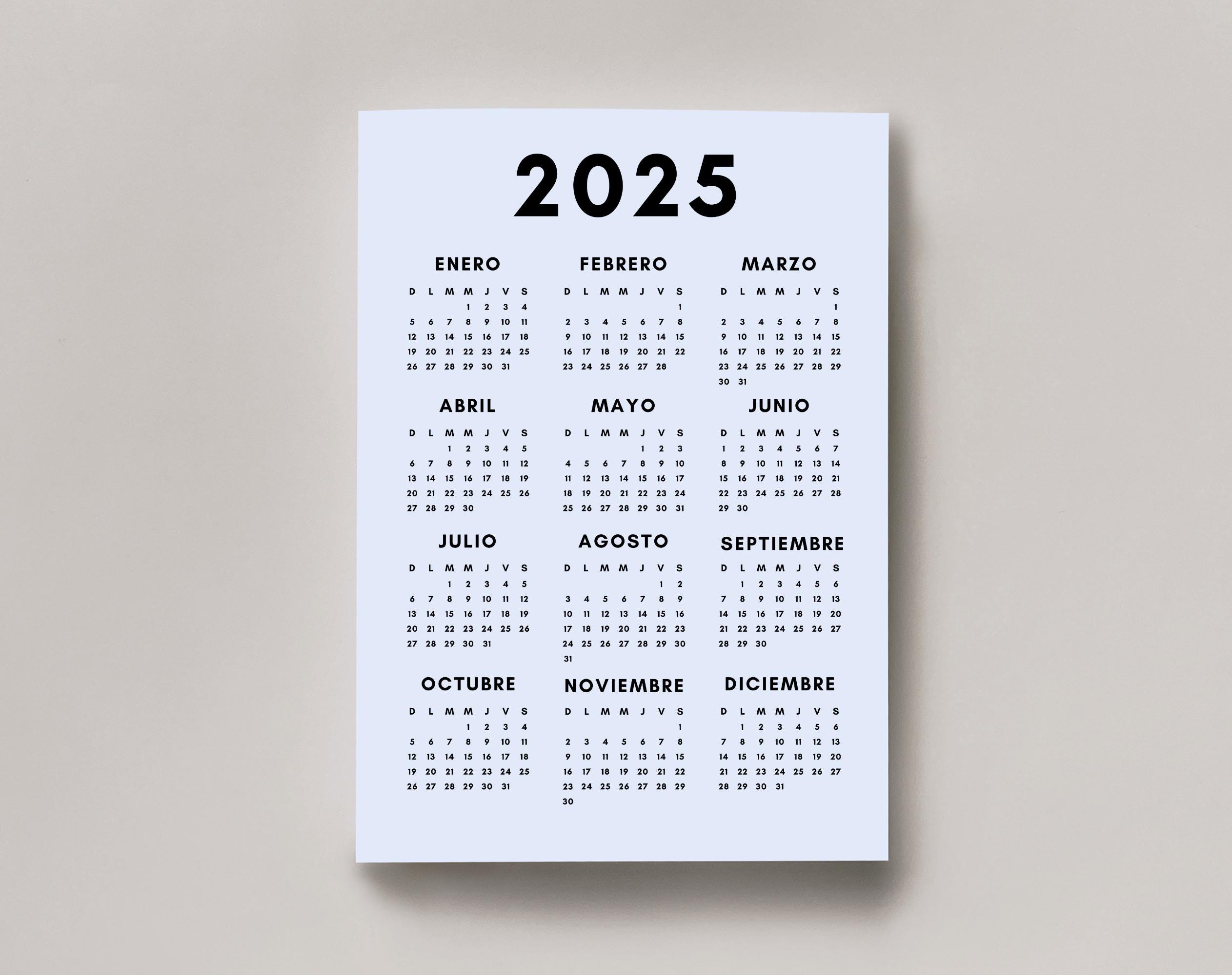 2025 Spanish Calendar PNG | Sublimation | Transparant Background ...