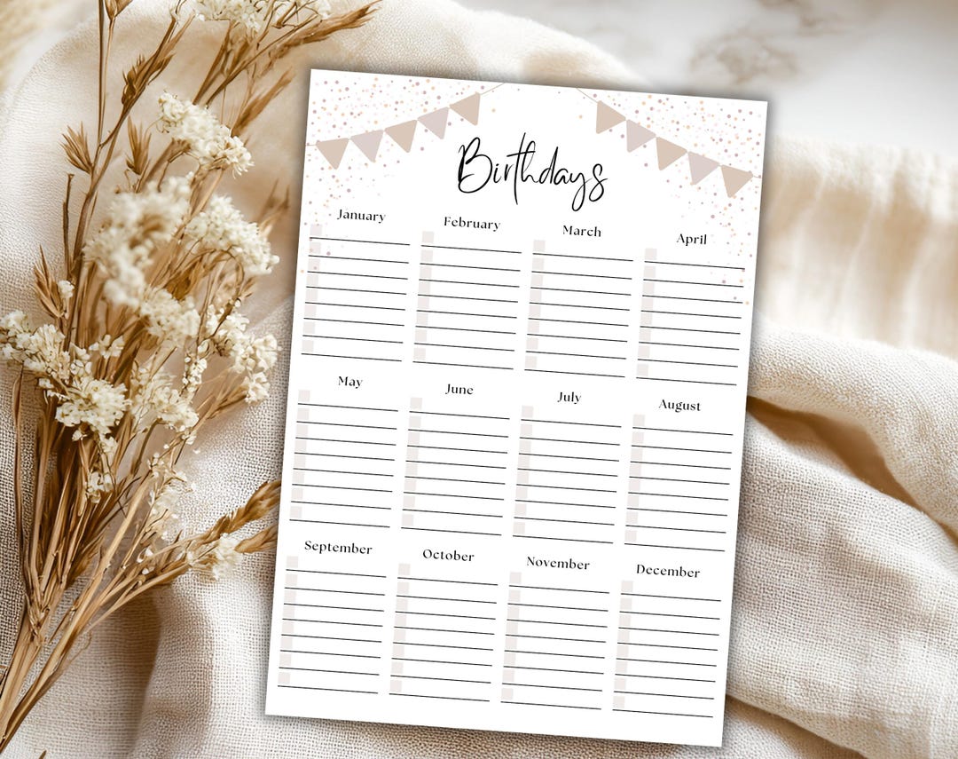Birthday Calendar | Birthday Tracker | Birthday Printable Planner ...