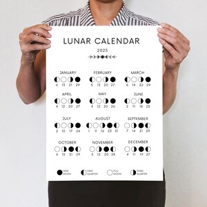 Lunar Calendar 2025 | Moon Calendar | Lunar Phase Calendar | Printable ...