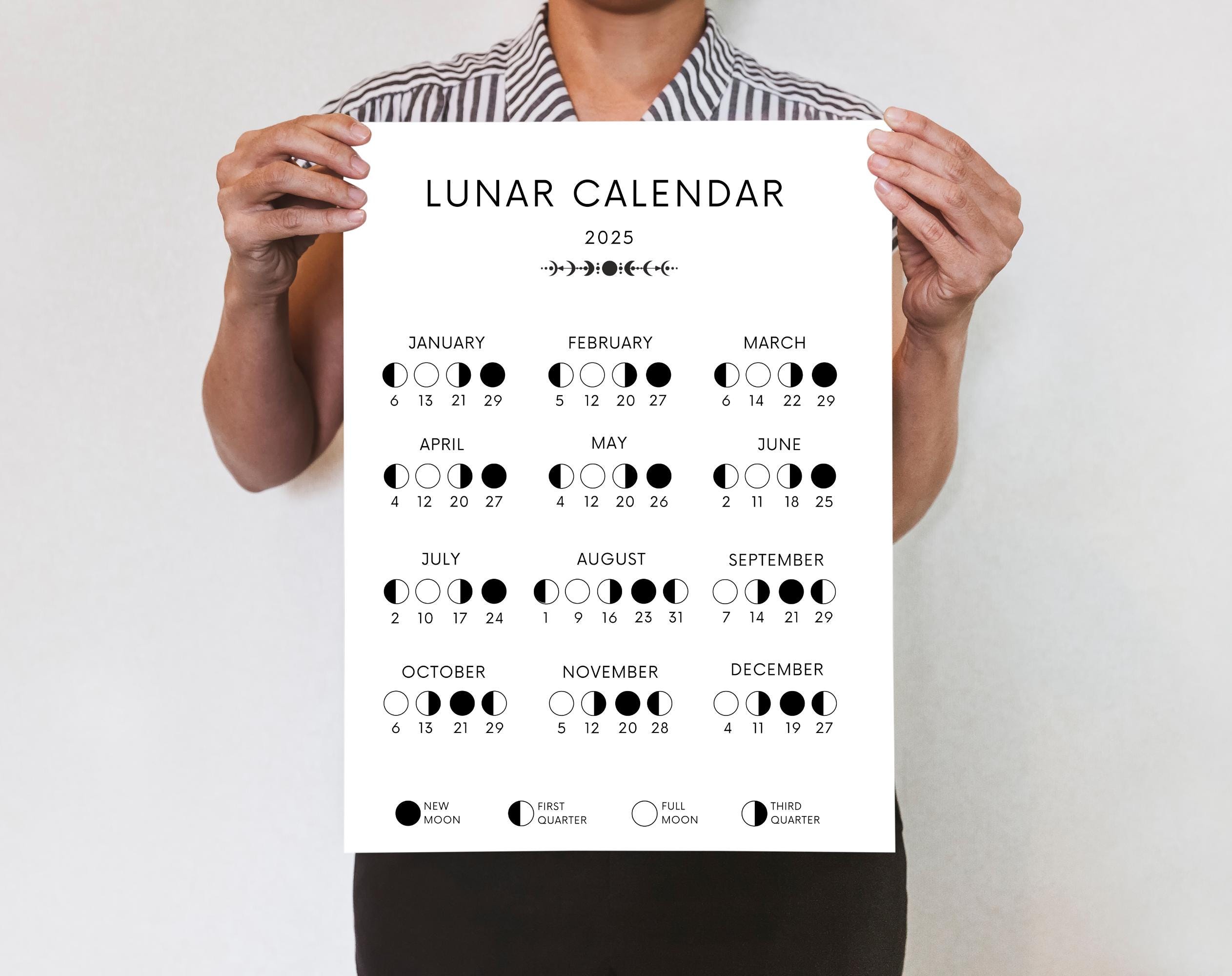 Lunar Calendar 2025 | Moon Calendar | Lunar Phase Calendar | Printable ...