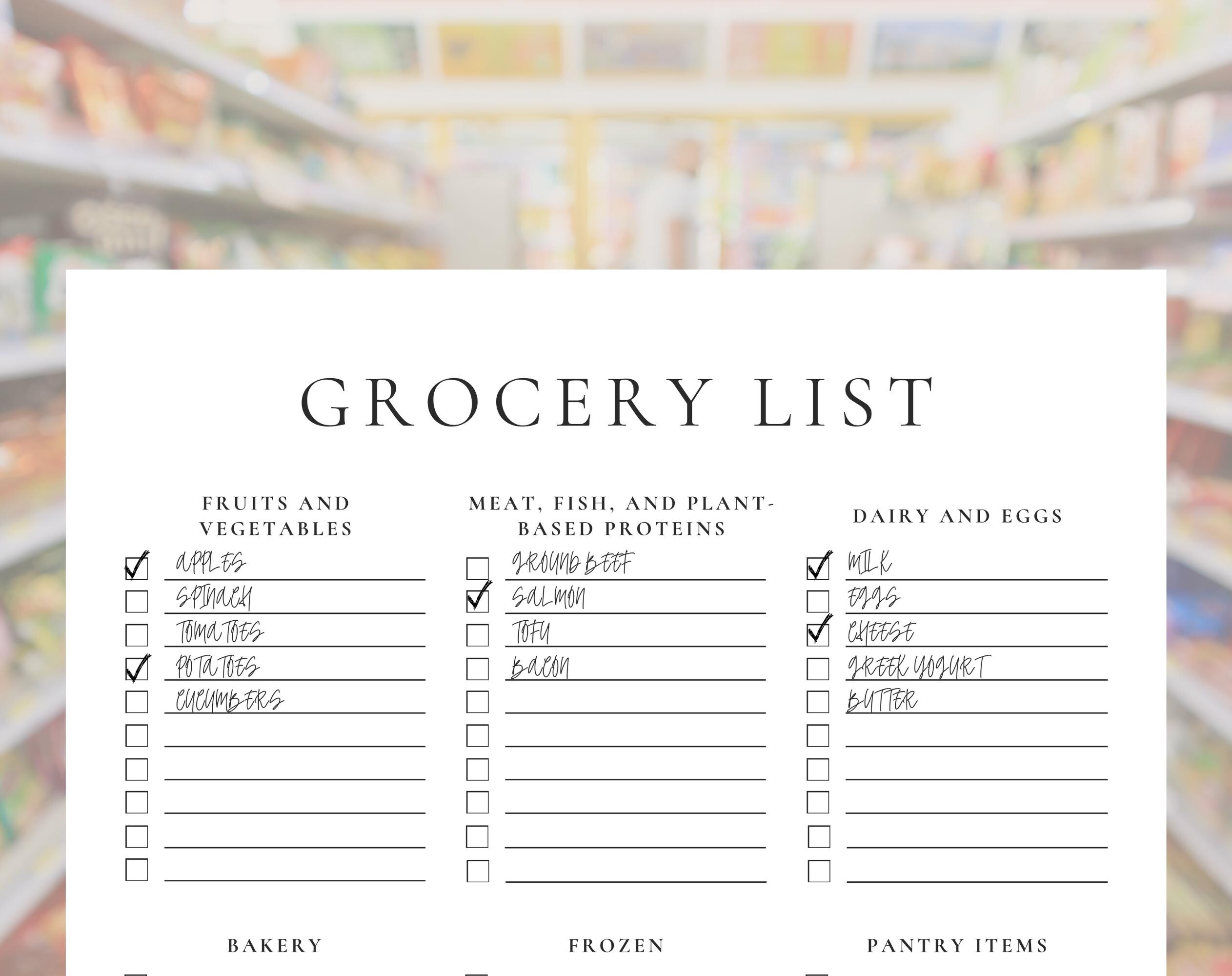 Grocery Planner | Grocery List Printable | Grocery List Template | Food ...
