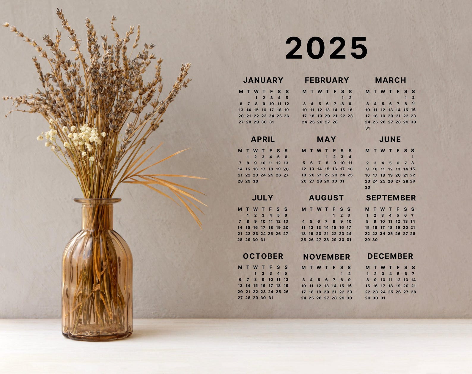 2025 Calendar PNG | Transparant Background | Instant Download | 2025 ...