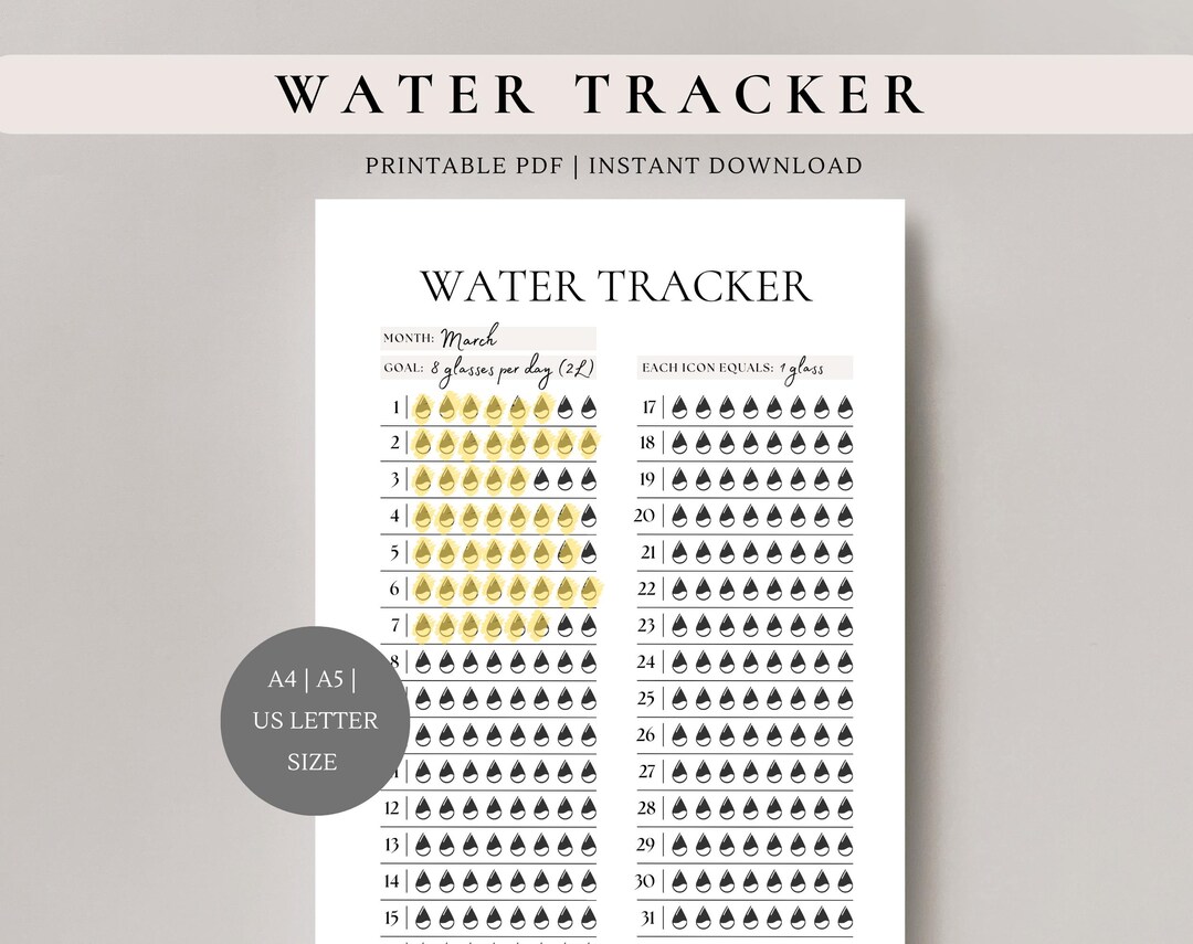 Water Tracker | Hydratation Tracker | Water Intake Log | Printable ...