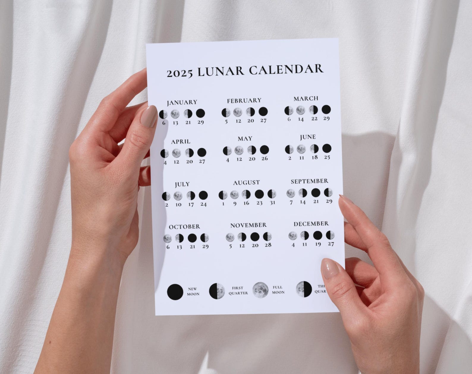 Lunar Calendar 2025 | Moon Calendar | Moon Phase Calendar | Printable ...