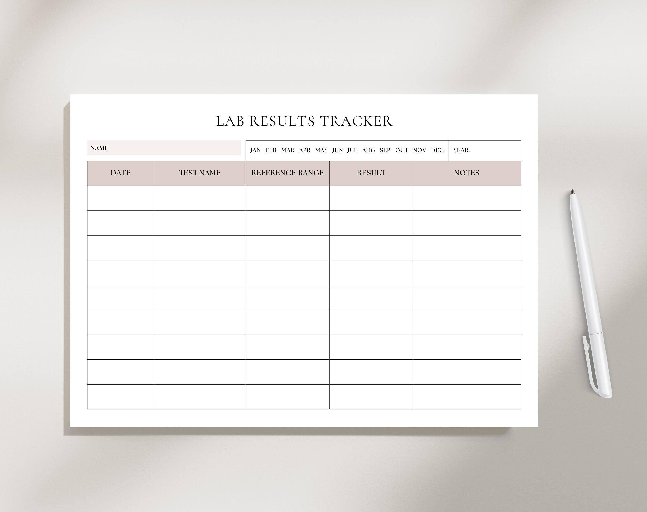 Lab Results Tracker | Lab Tracker | Lab Test Results Tracker ...