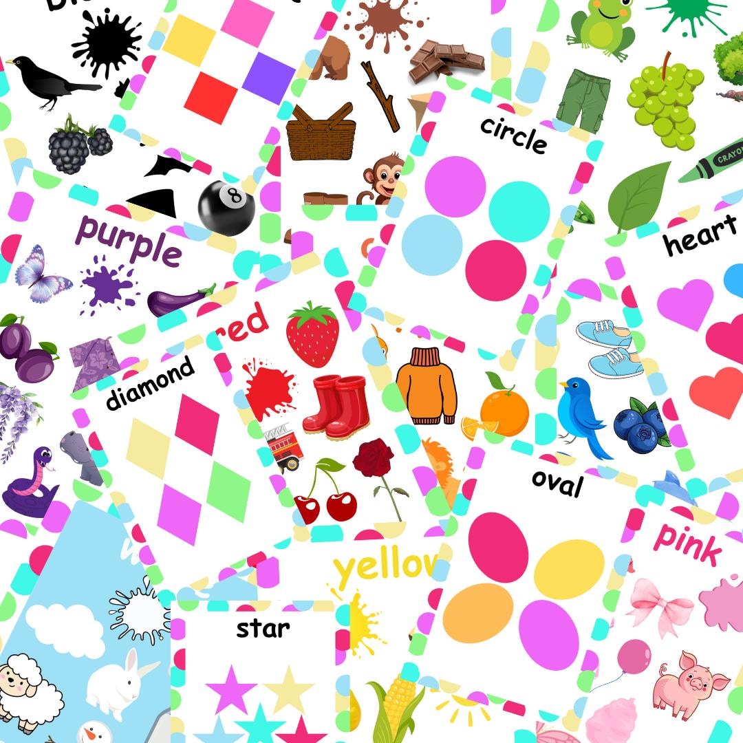 Colour and Shape Cards - English (A4, A5 & A6 Flashcards) - Etsy