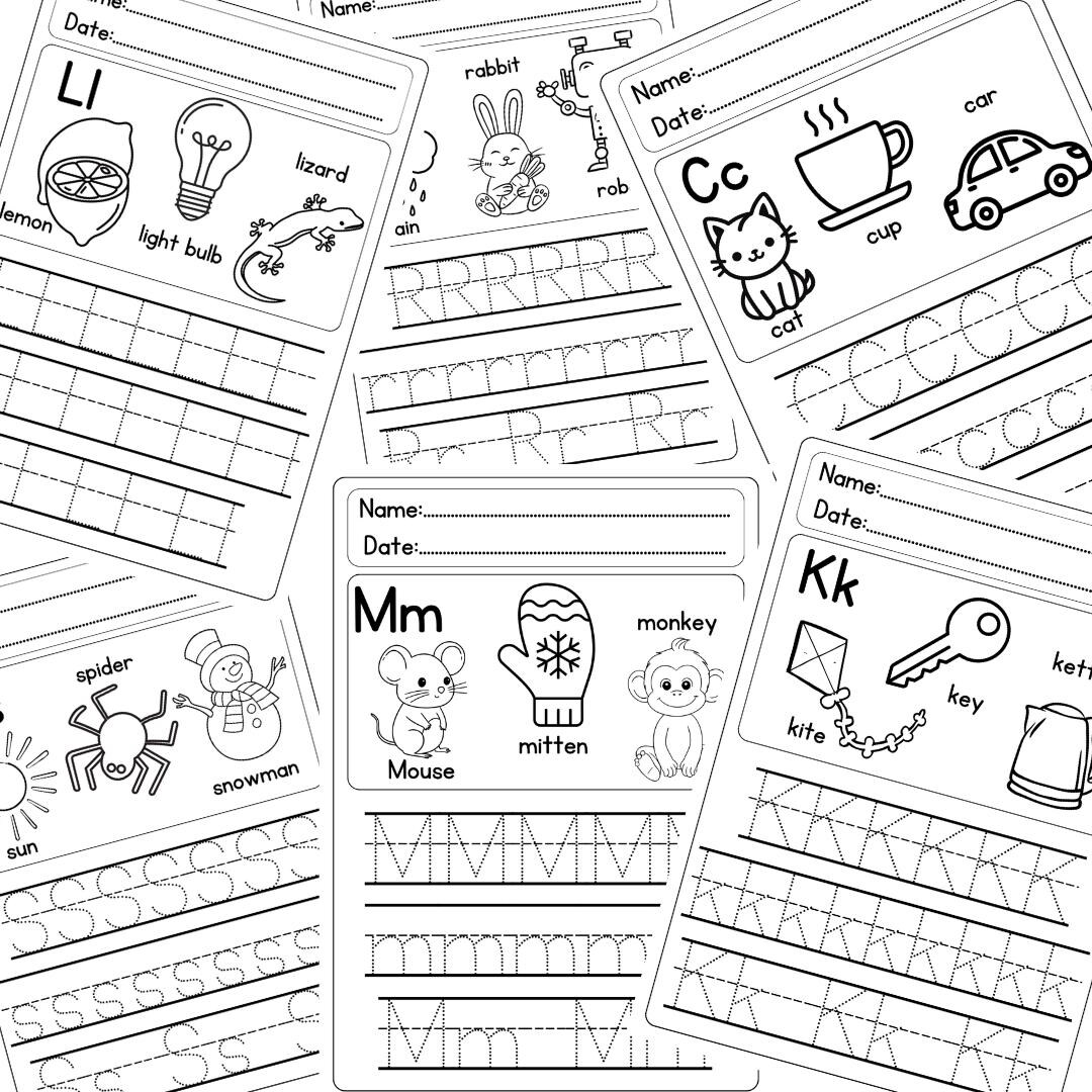 Alphabet Tracing & Colouring Worksheets - English - Etsy