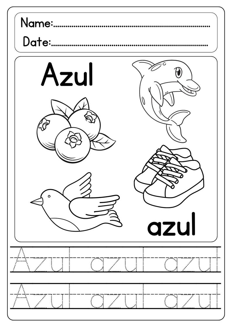 Colours & Shapes Worksheets - Spanish - Etsy