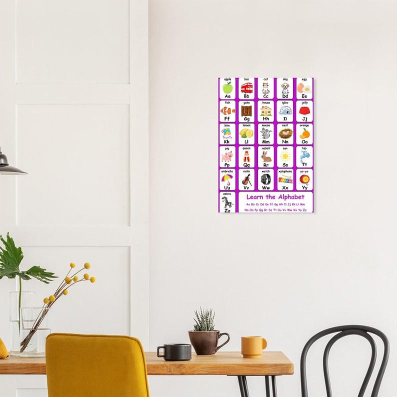 English Alphabet Chart Purple A2 Poster - Etsy Australia