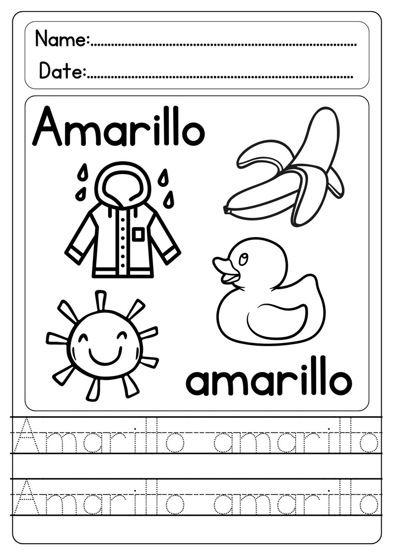 Colours & Shapes Worksheets - Spanish - Etsy