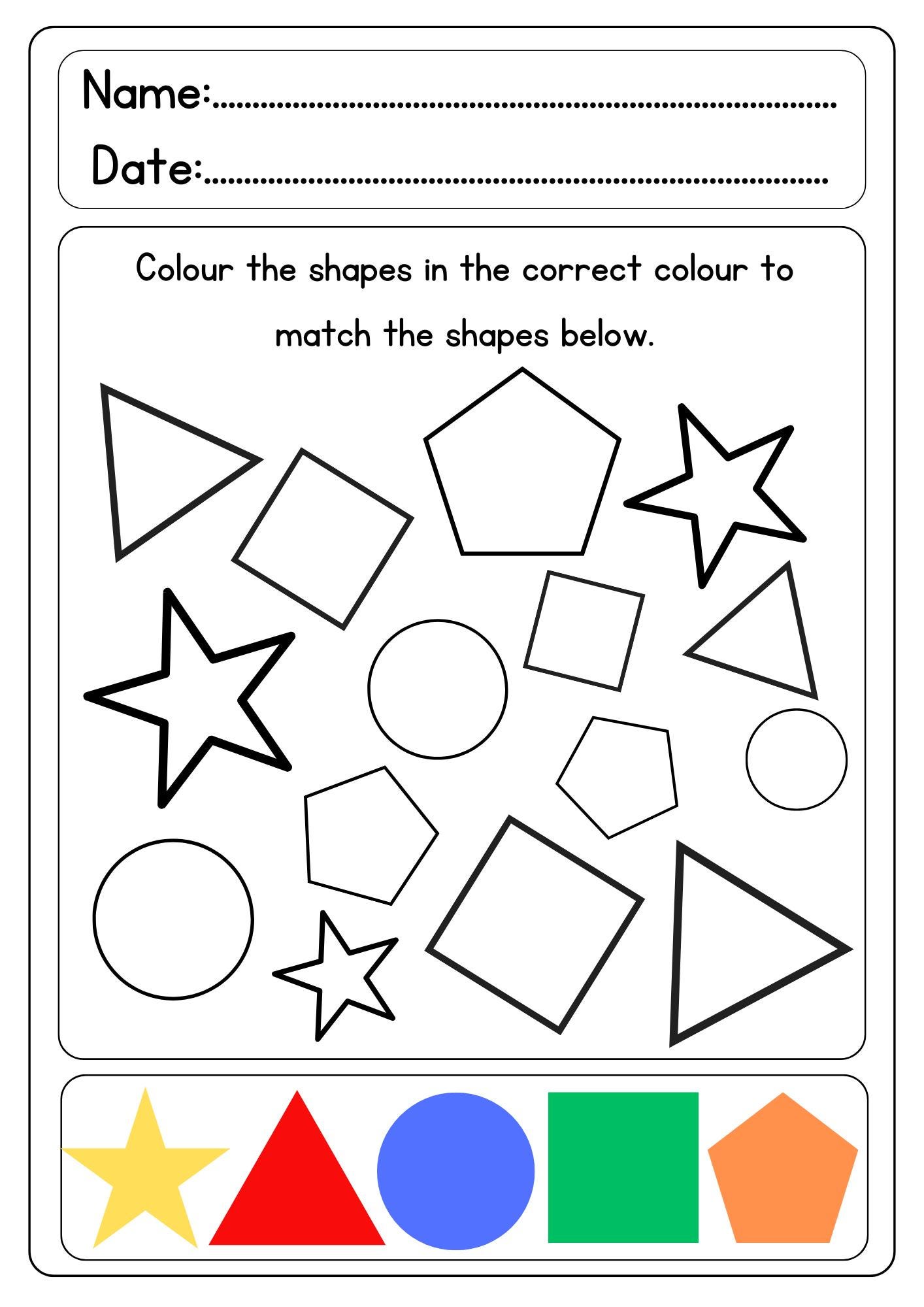 Colours & Shapes Worksheets - Spanish - Etsy
