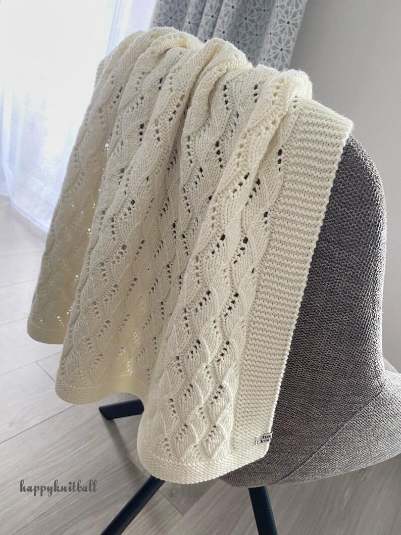 Cable Knit Baby Blanket Pattern: Chantelle Lace, DK Yarn (PDF Pattern ...