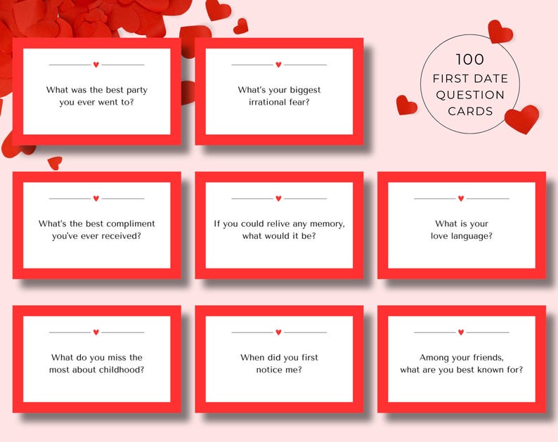 100 First Date Question Cards | Printable | Conversation Starters ...