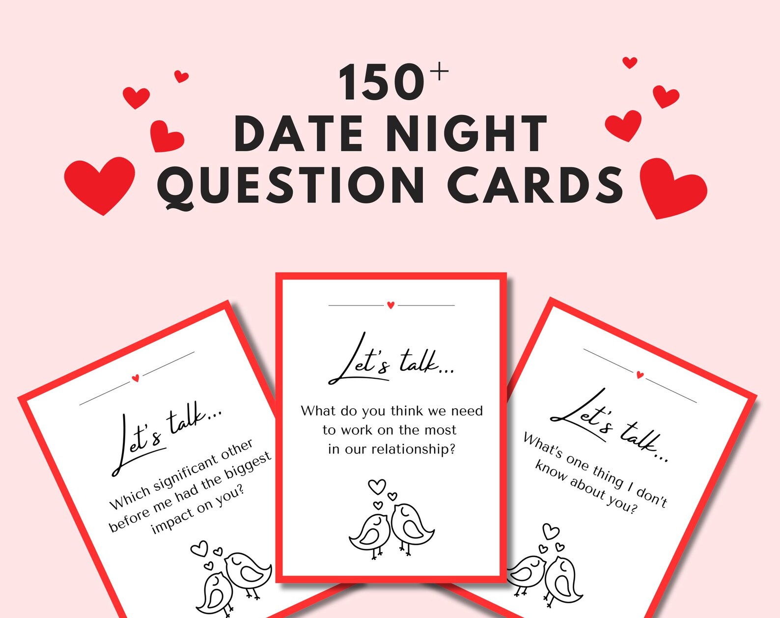 150 Date Night Question Cards Printable Couples Questions Conversation ...