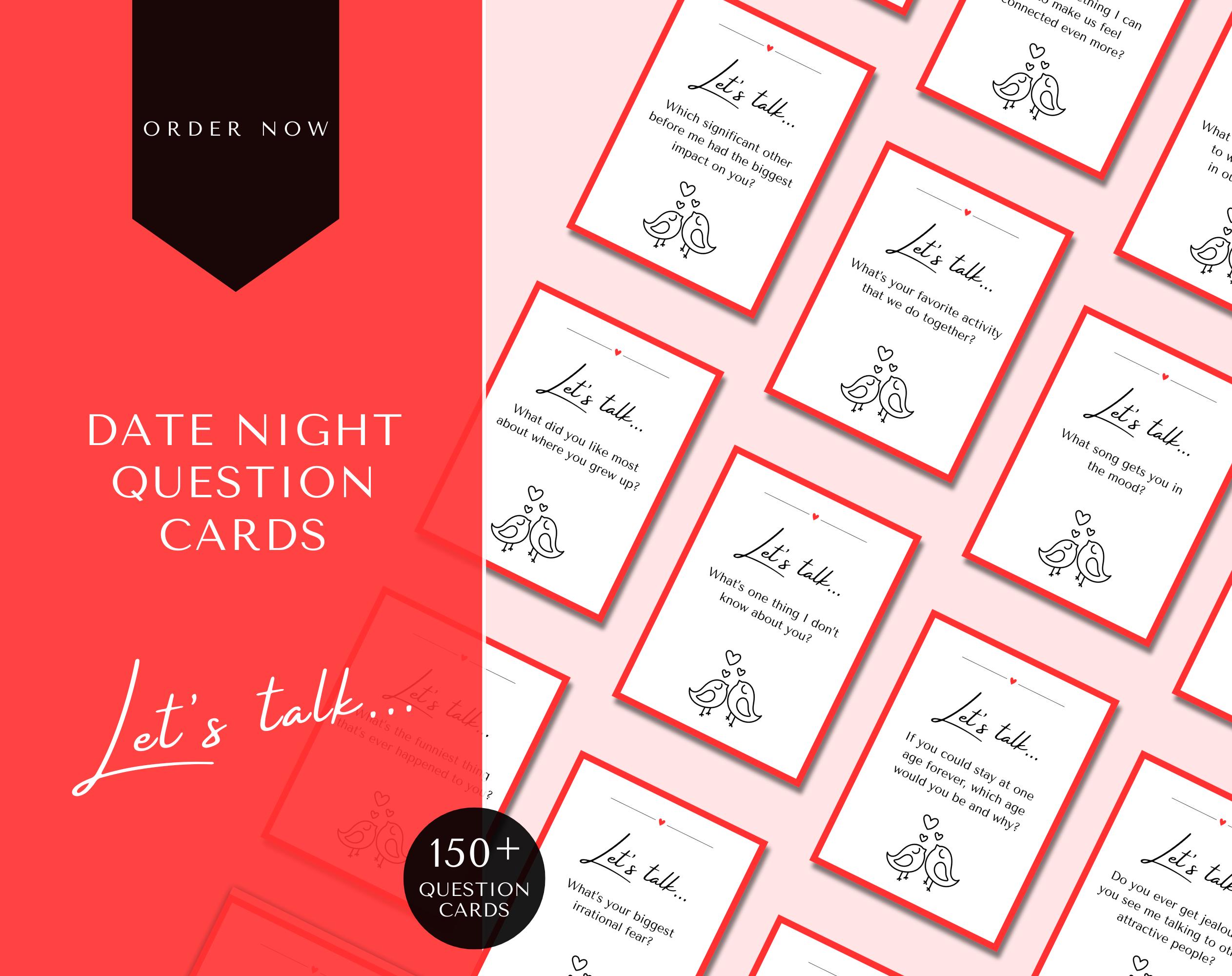 150 Date Night Question Cards Printable Couples Questions Conversation ...