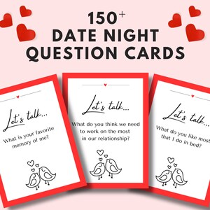 150 Date Night Question Cards Printable Couples Questions Conversation ...