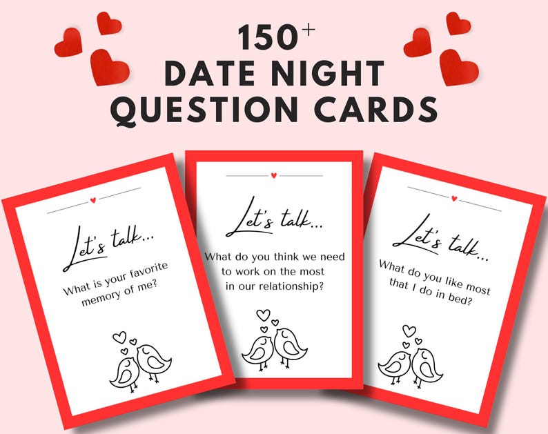 150 Date Night Question Cards Printable Couples Questions Conversation ...