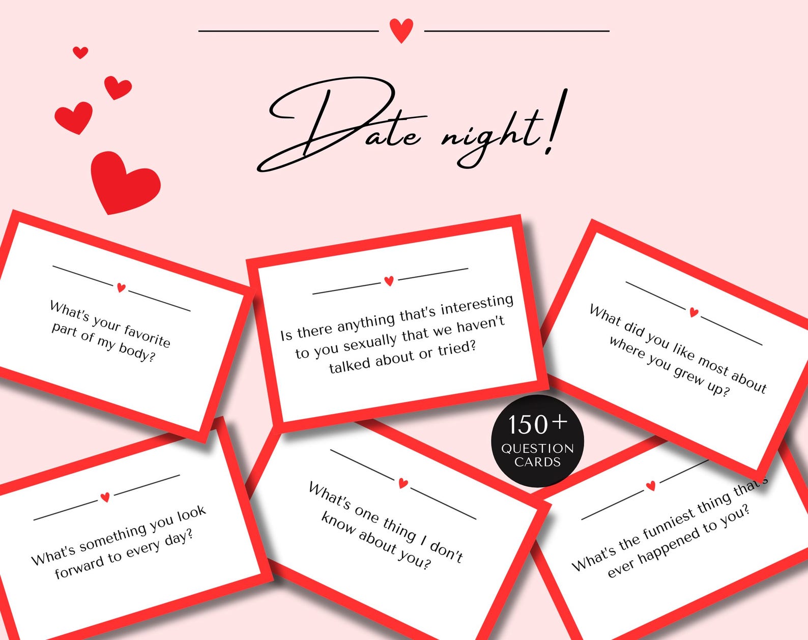 150 Date Night Question Cards Printable Couples Questions Conversation ...