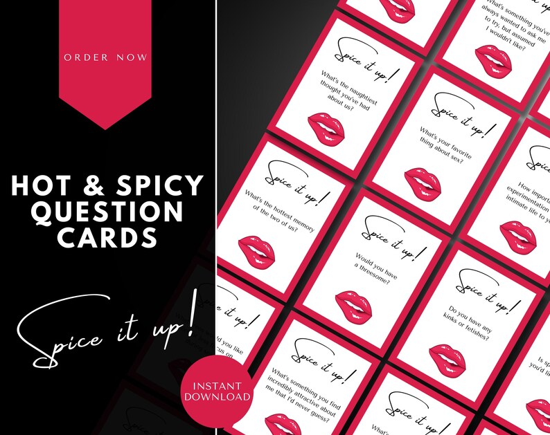 150 Hot & Spicy Question Cards Printable Seductive Couples Questions Dirty Talk Sex Games ...