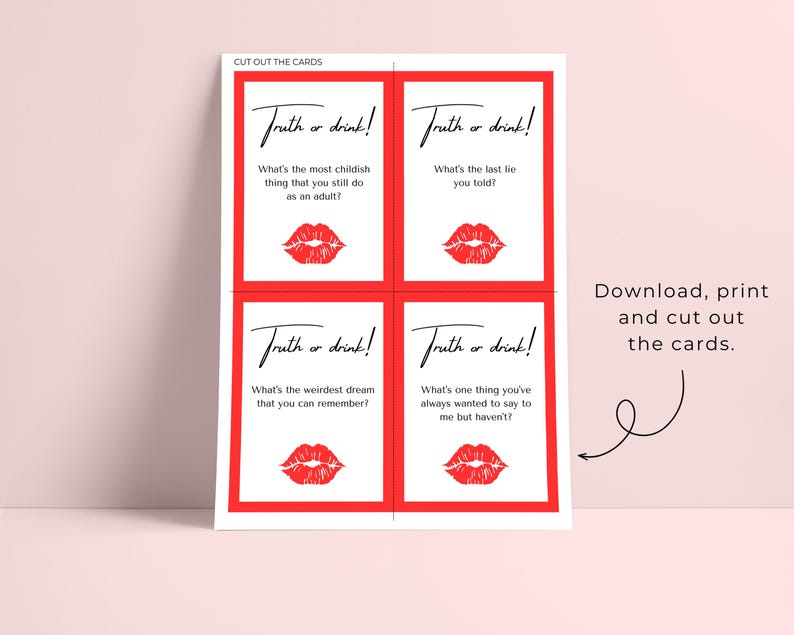 100 Truth or Drink Cards | Printable | Couple Games | Conversation ...