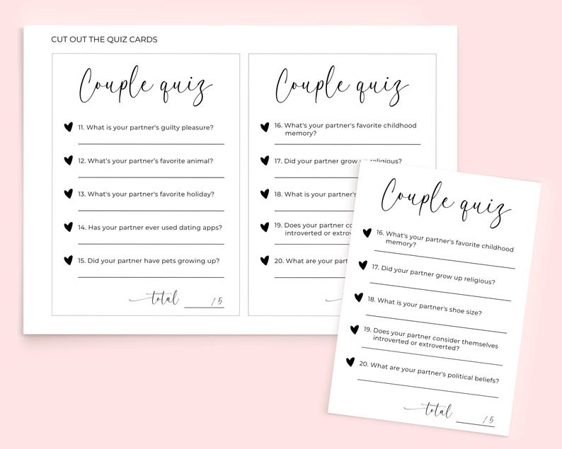 Couple Quiz | Printable | How Well Do You Know Your Partner? | Couples ...