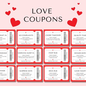 40 Love Coupons Printable Relationship Gifts Date Night Idea Valentines ...