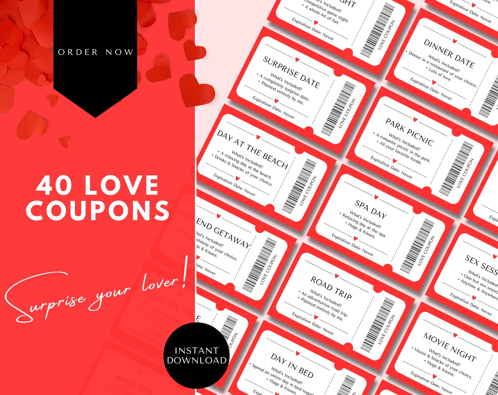 40 Love Coupons | Printable | Relationship Gifts | Date Night Idea ...