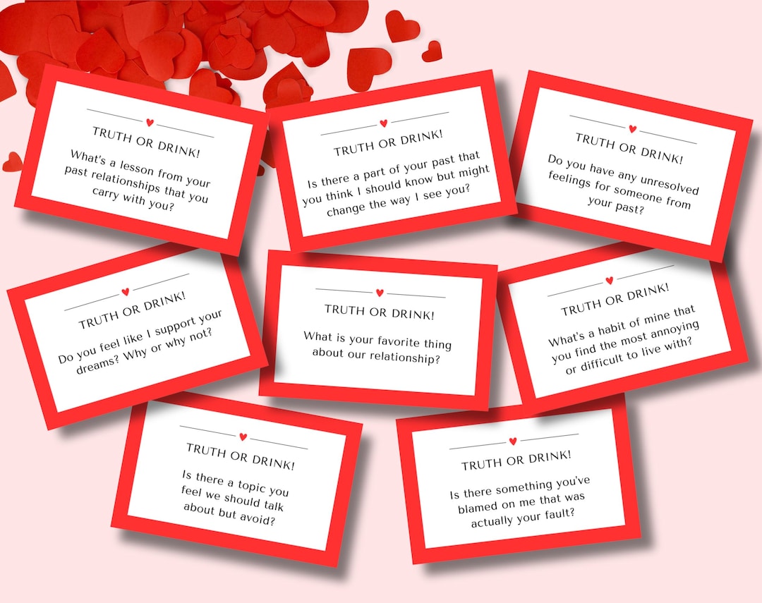 100 Truth or Drink Cards | Printable | Couple Games | Conversation ...