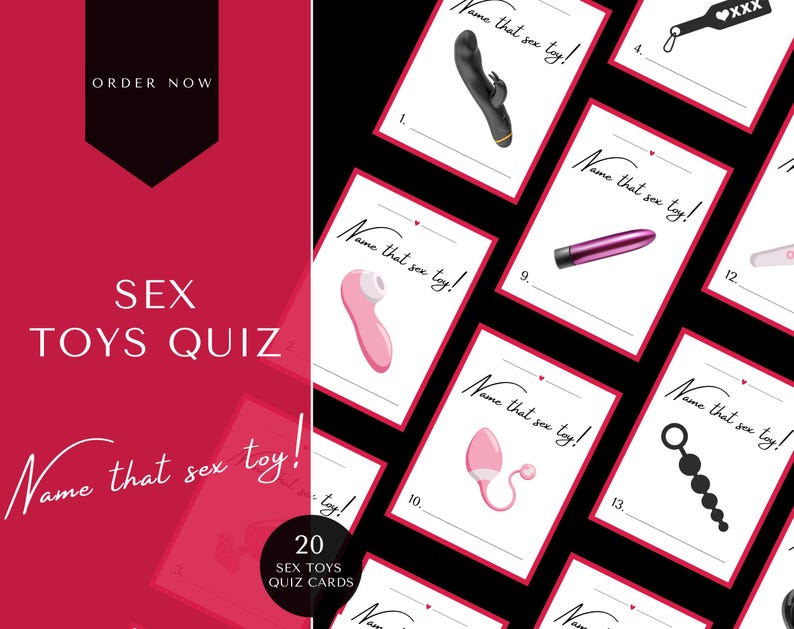 20 Sex Toys Quiz Cards Printable Girls Night Games Fun Ladies Night Bachelorette Party Ideas 