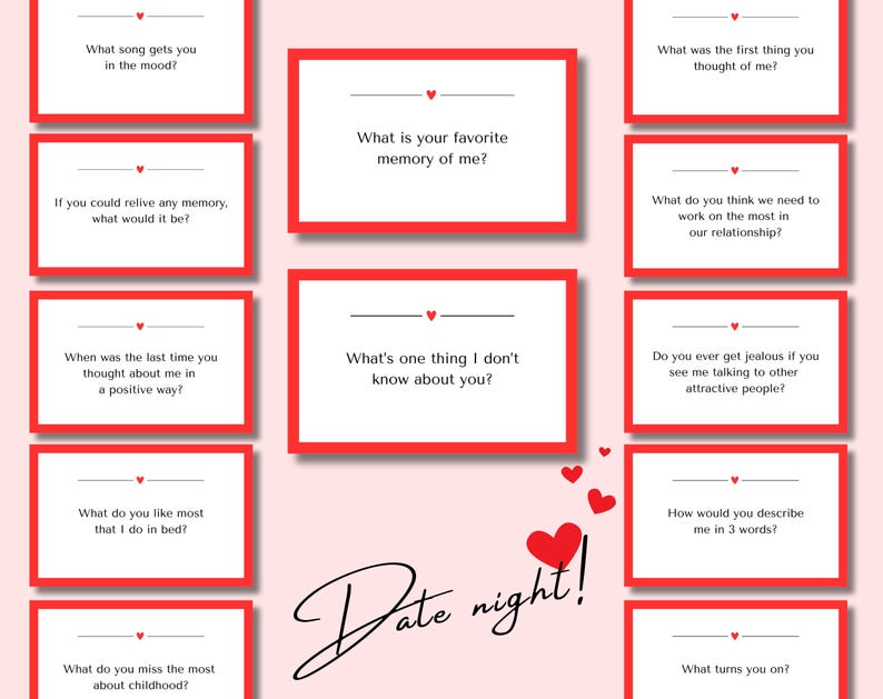 150 Date Night Question Cards Printable Couples Questions Conversation ...