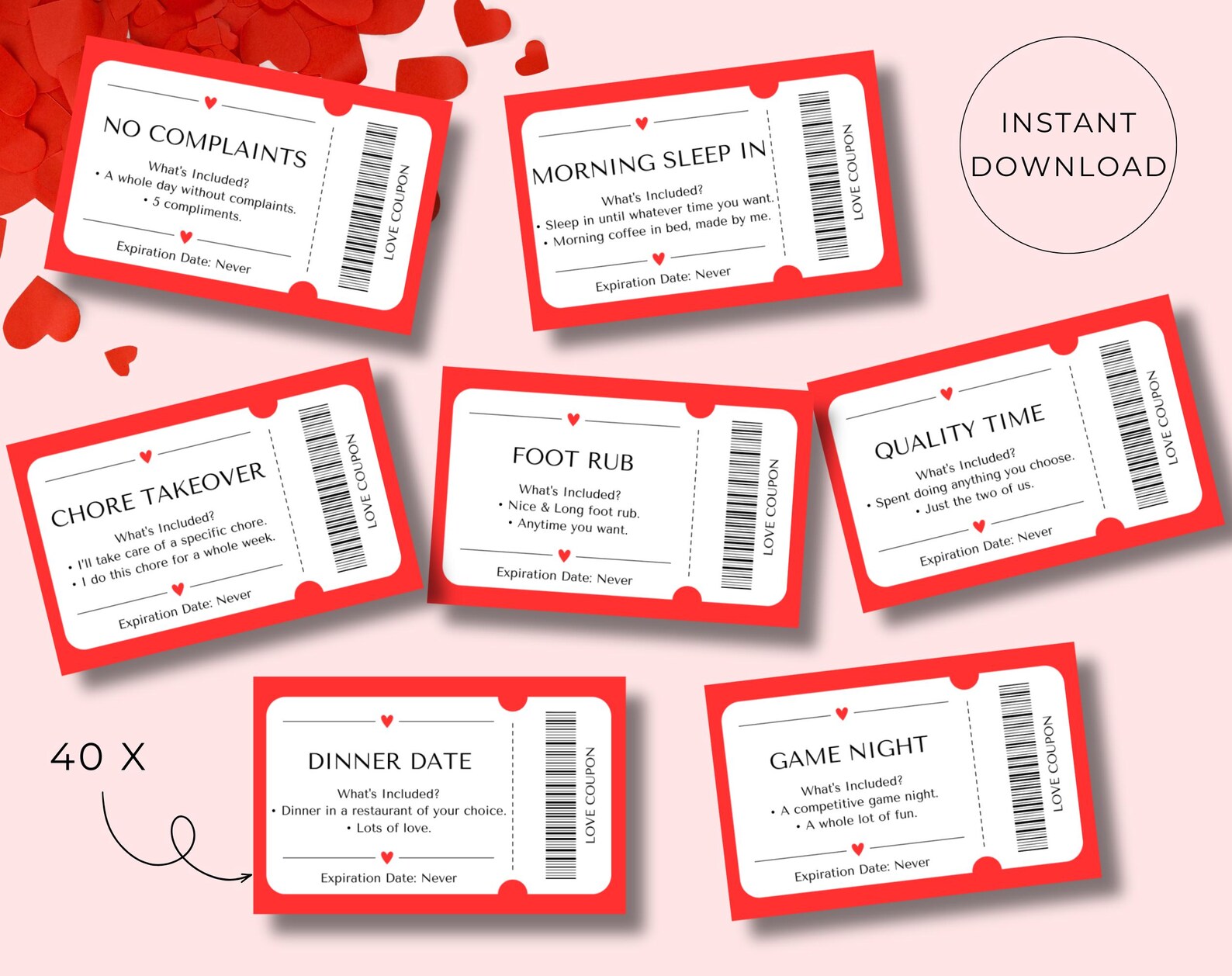 40 Love Coupons | Printable | Relationship Gifts | Date Night Idea ...