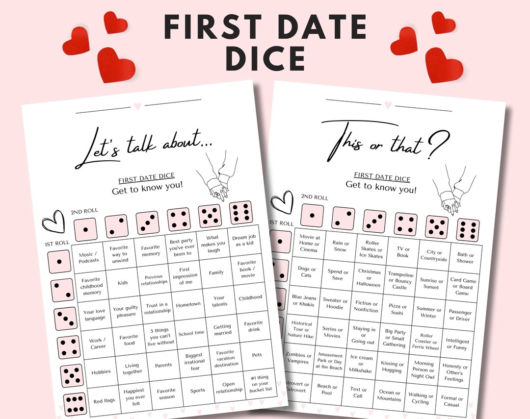 First Date Dice Printable Conversation Starters Icebreaker Get To Know