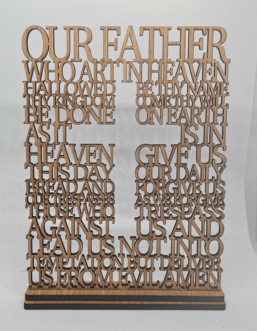 Lord's Prayer Wooden Display: Catholic Scripture, Wall or Stand ...