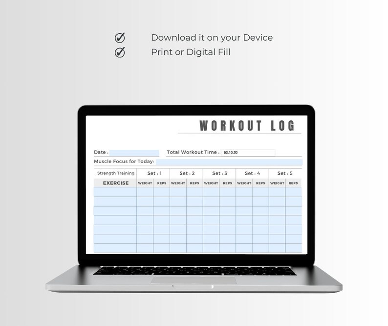 Workout Planner Download Printable Daily Exercise Log, Fitness and ...