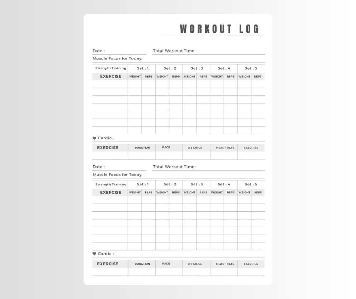 Workout Planner Download Printable Daily Exercise Log, Fitness and ...