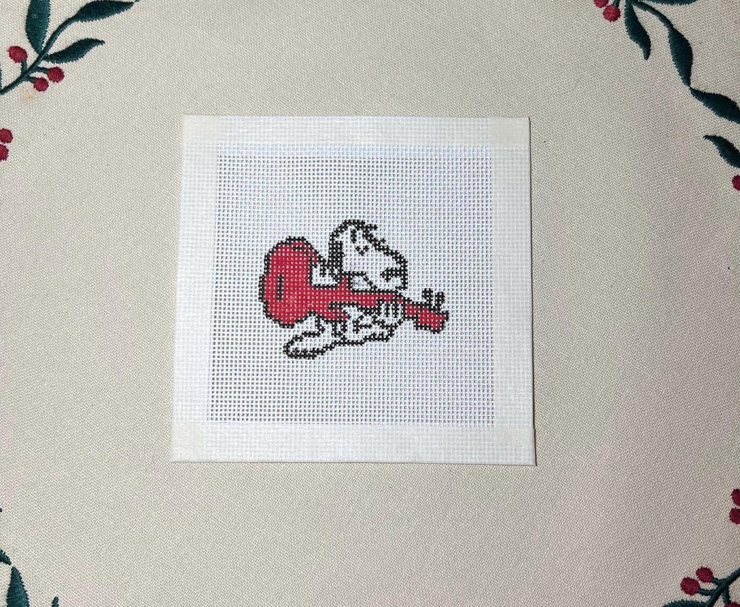 HAND PAINTED Needlepoint Canvas Mini Snoopy Guitar - Etsy