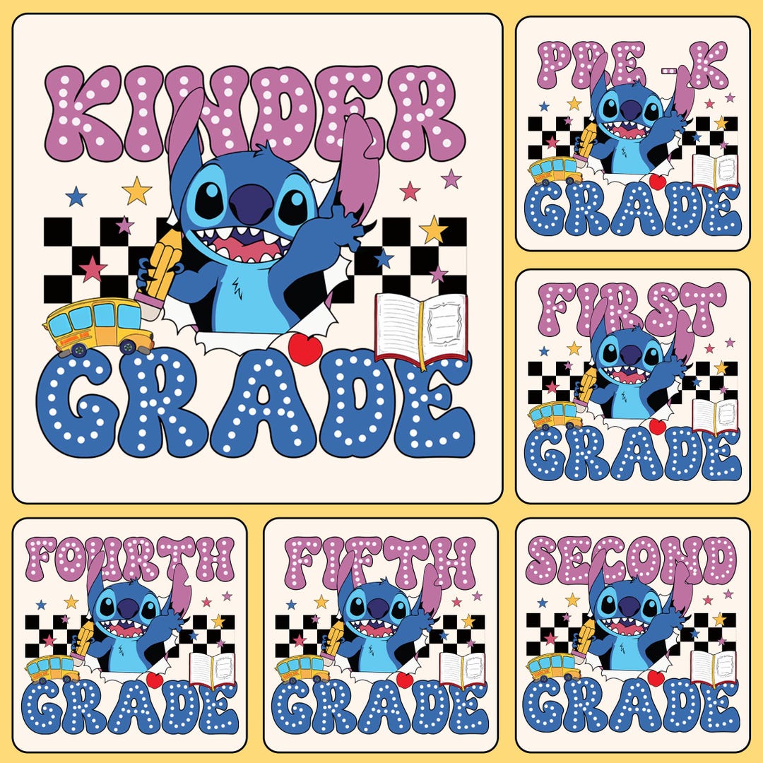 Retro Blue Alien Back to School Bundle PNG, Kindergarten Png, First Day ...