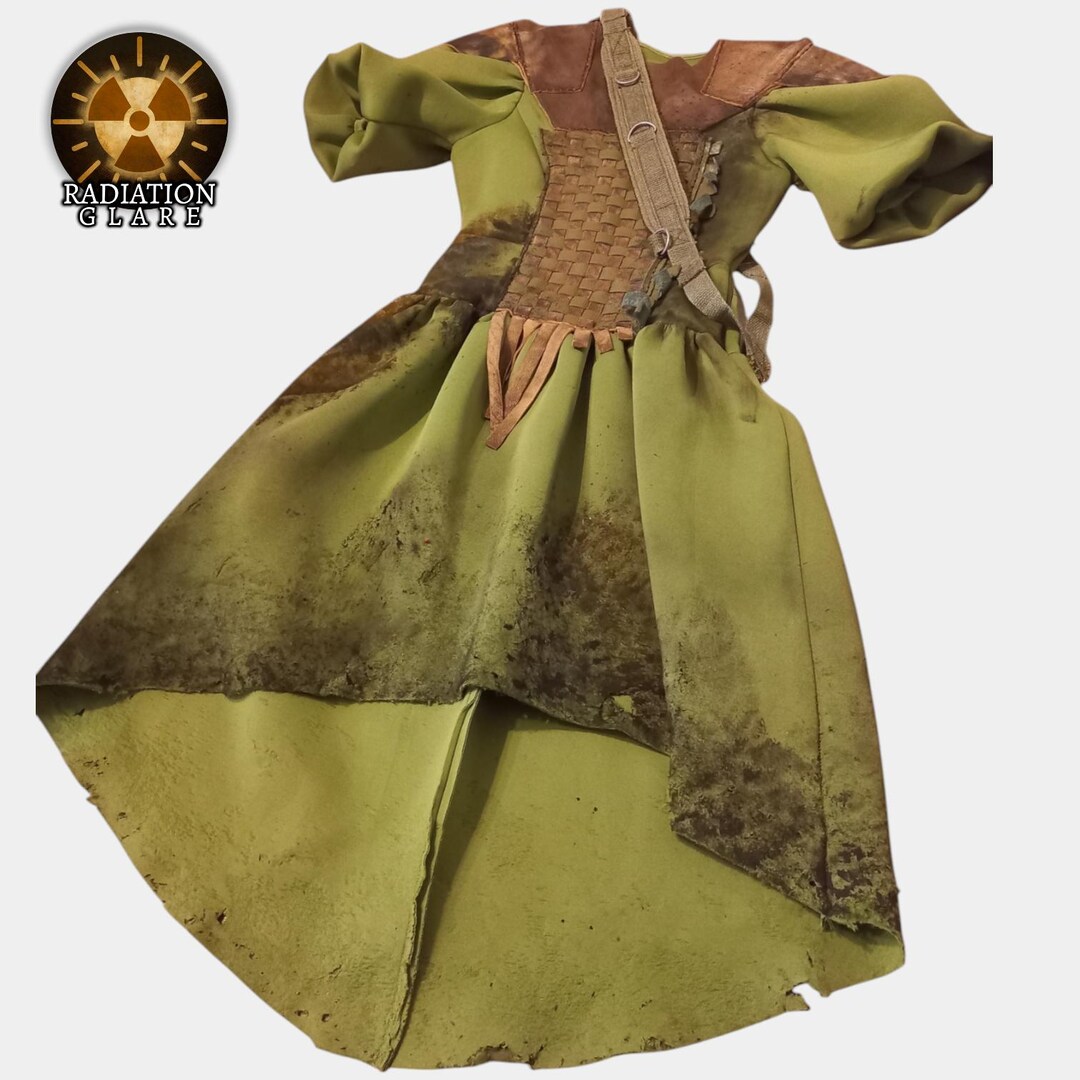 Radiant Elegance: Post-apocalyptic Green Dress With Radiation Symbol ...