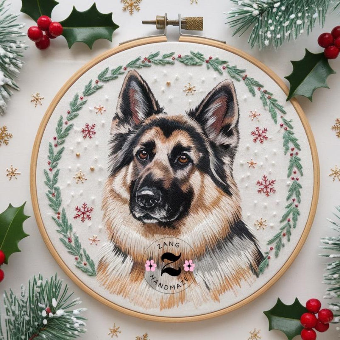 Custom Embroidered German Shepherd Dog Portrait Custom Pet Animal ...