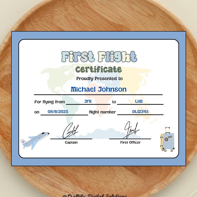 First Flight Certificate - Etsy