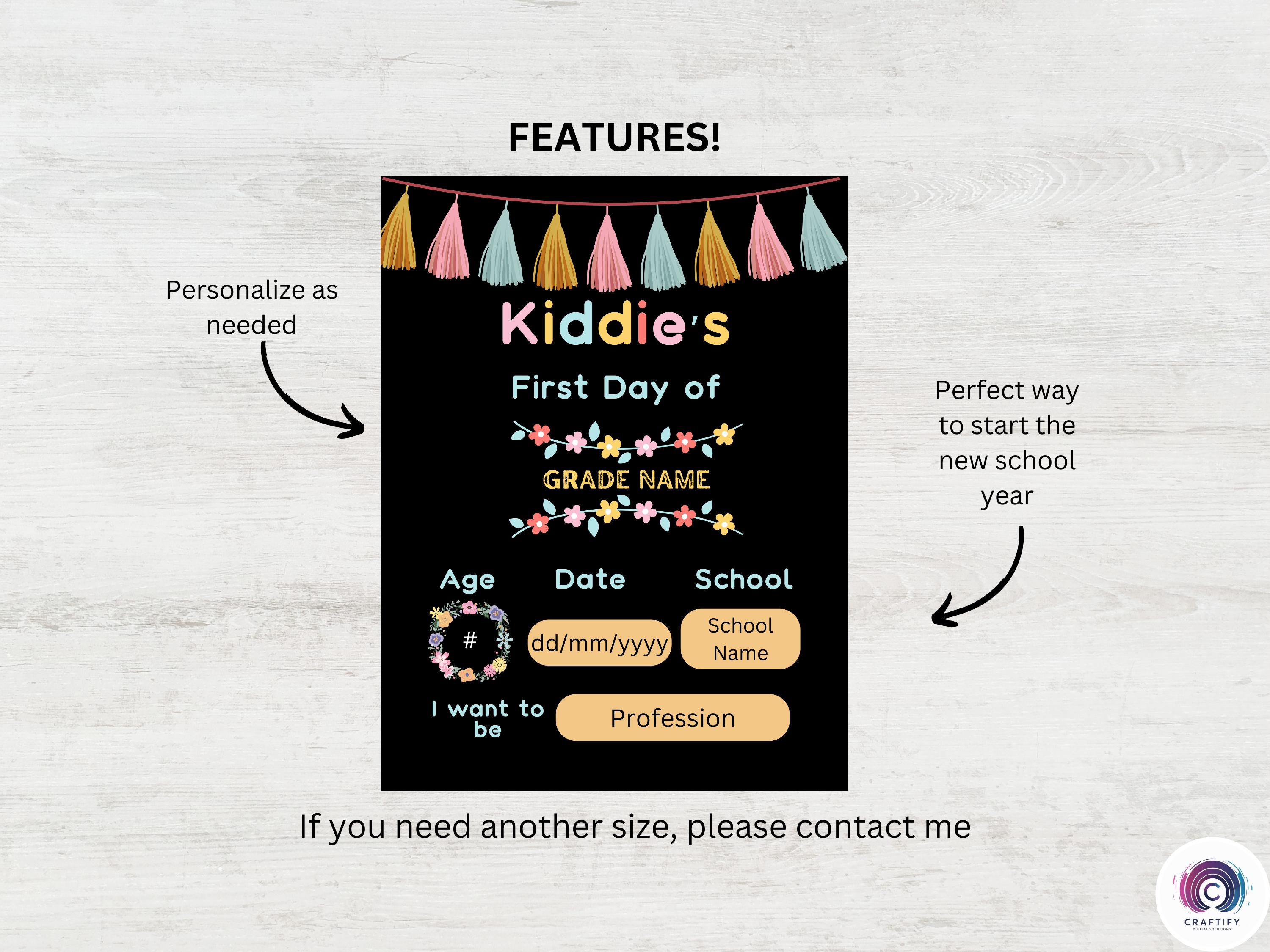 Editable Back to School Sign First Day of School Printable Instant ...