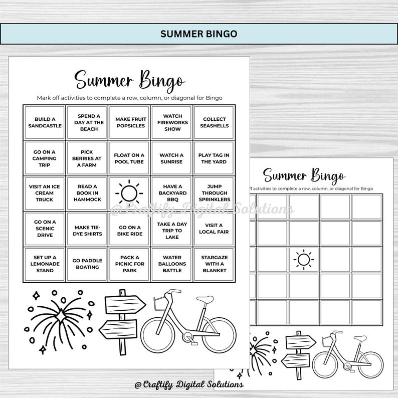 Seasonal Activity Bingo Game: Spring, Summer, Fall, Winter (printable ...