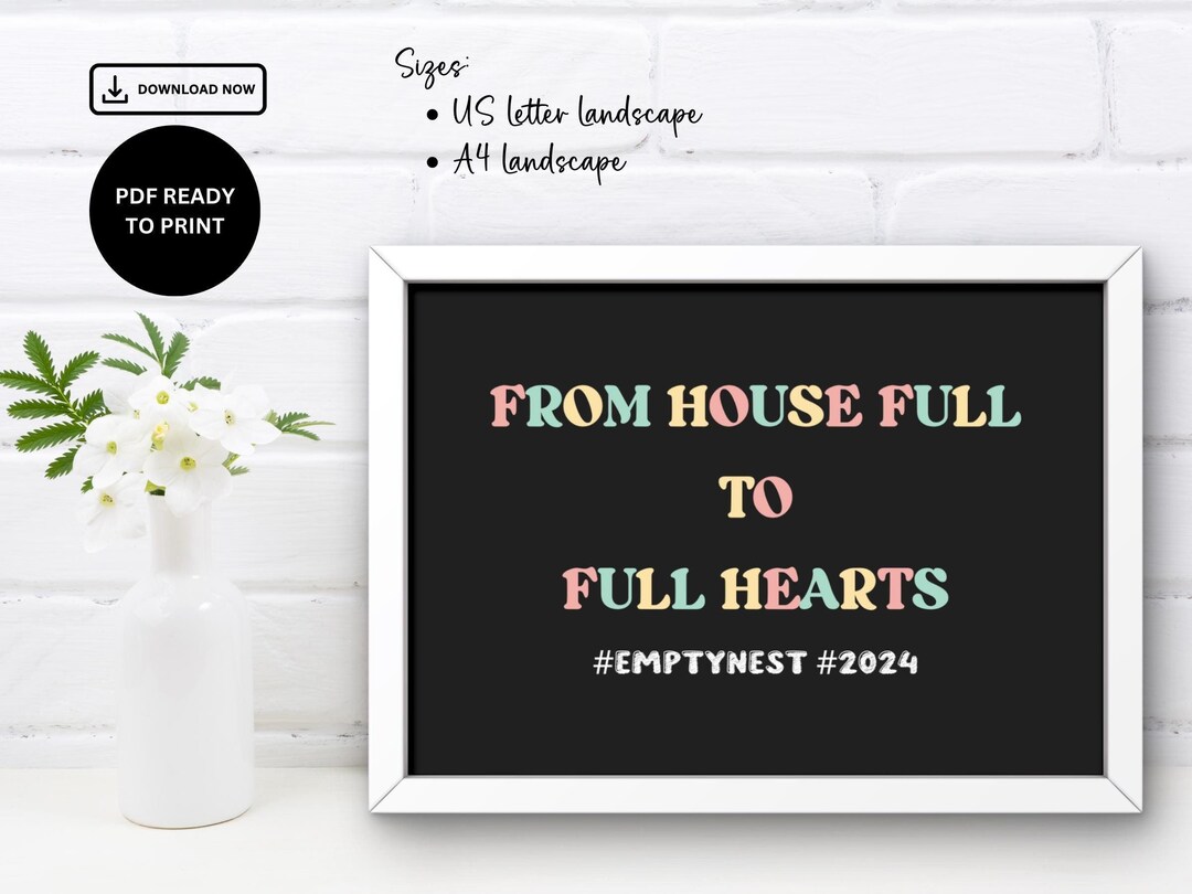 Empty Nester Photo Sign | Digital Download | US Letter A4 Landscape ...