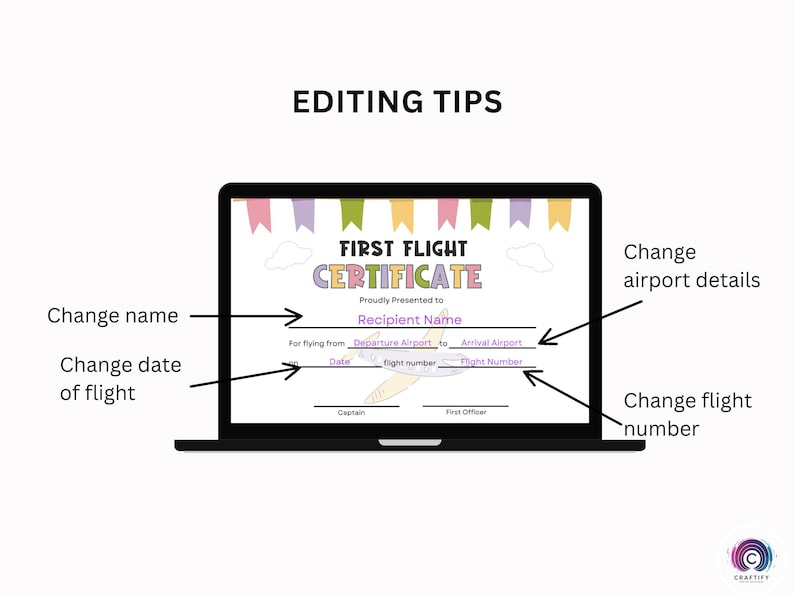 First Flight Certificate Keepsake for Infant, Toddlers and Kids ...