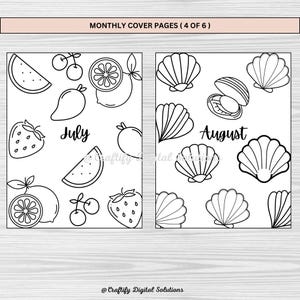 2025-2026 Bullet Journal Cover Pages | 12 Monthly Covers + 3 Bonus ...