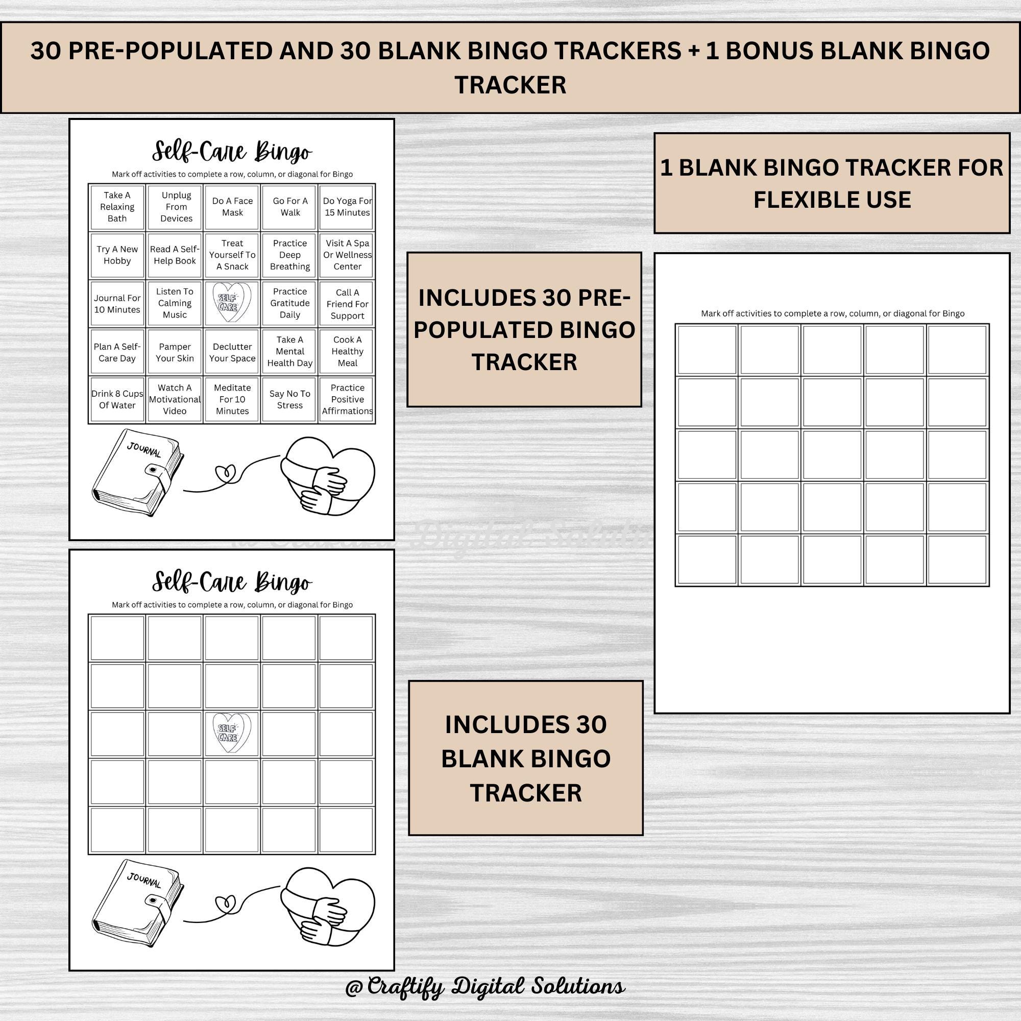 Bingo Tracker Bundle: 30 Habit Trackers + Blank Template (US Letter, A4 ...