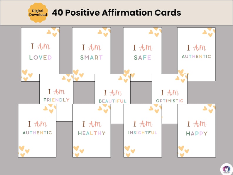 Positive Affirmation Cards for Kids: Rainbow Pattern (digital Download ...